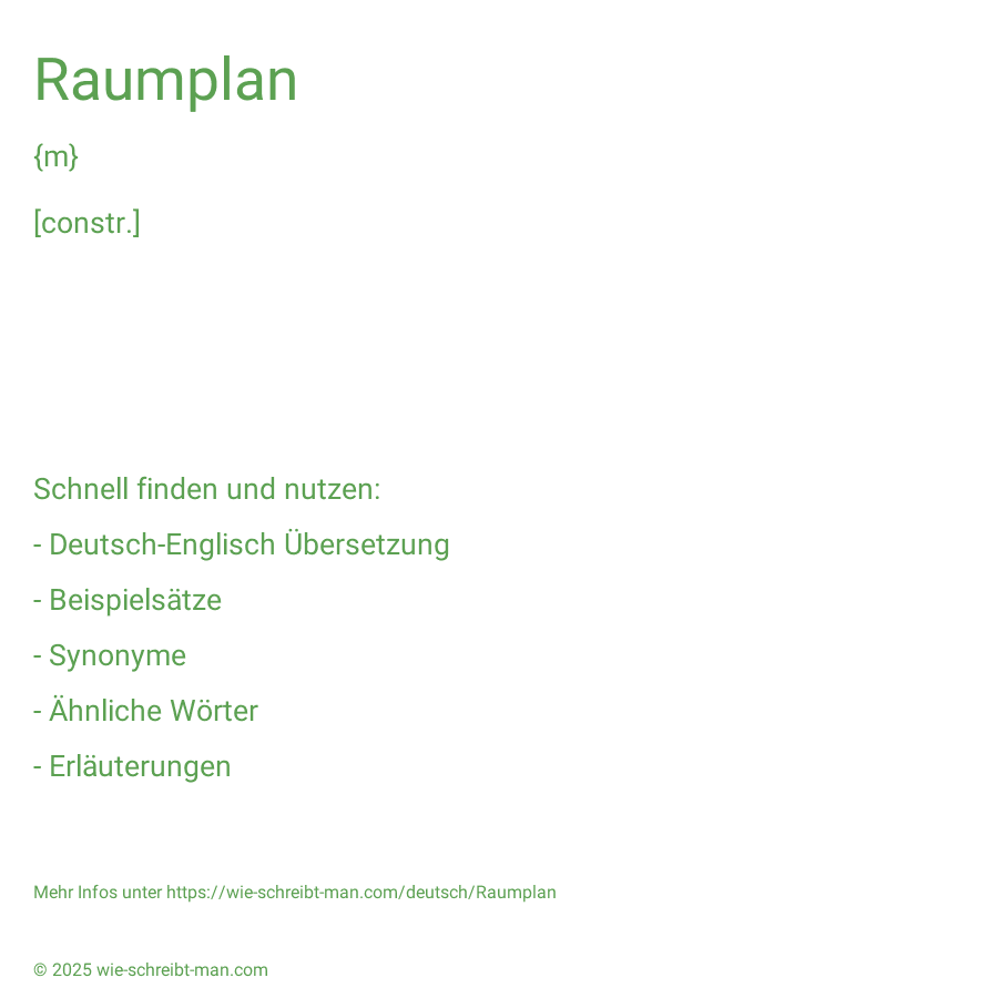 Wie schreibt man Raumplan